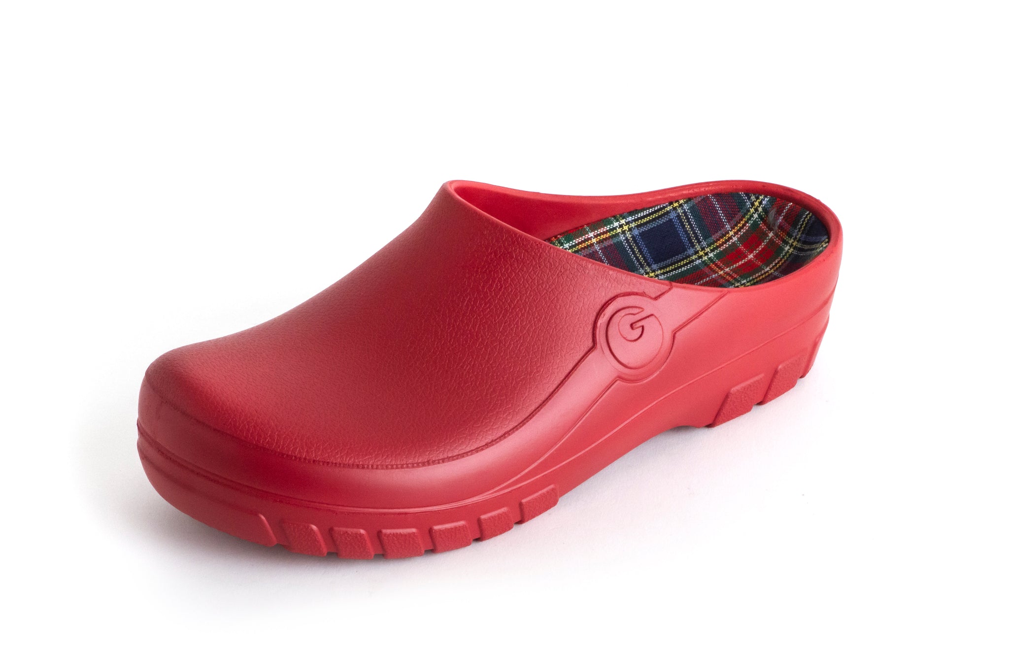 red heel clogs